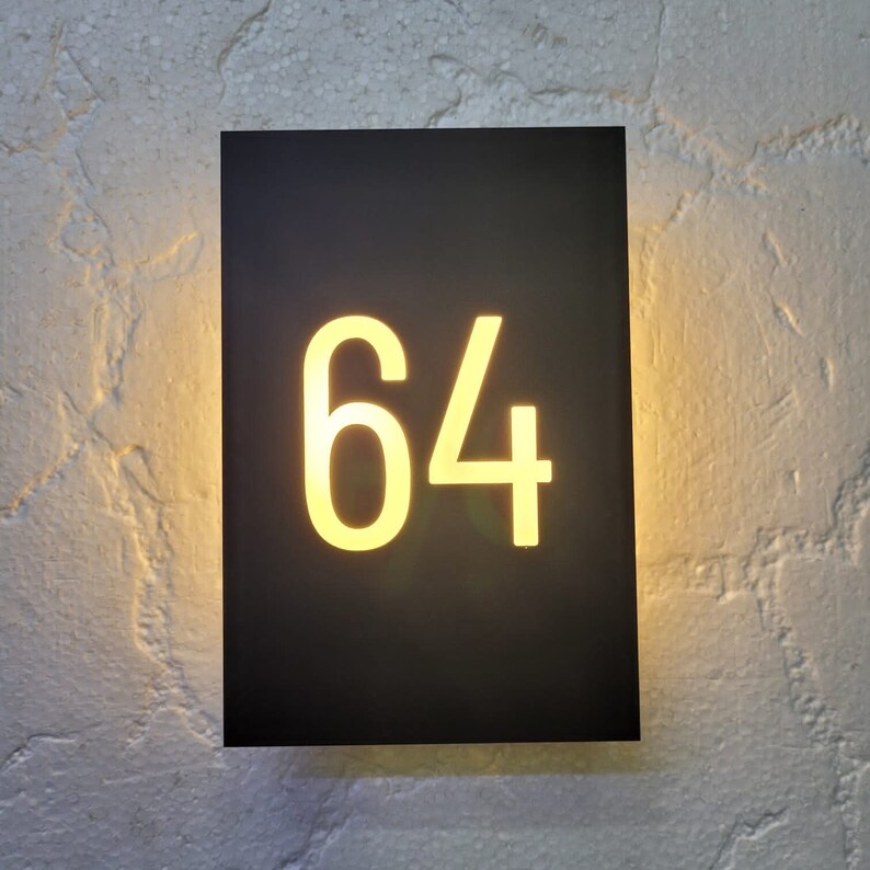 Illuminated House Number Sign, Modern LED Door Numbers, Custom Address ...