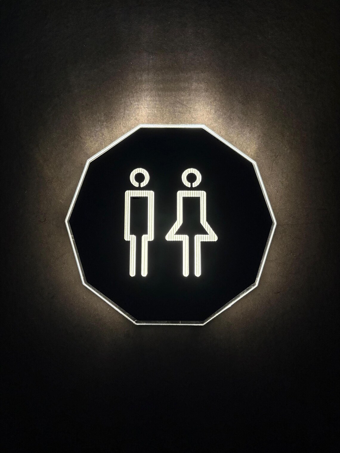 Glow Restroom Sign, LED Unisex Toilet Symbol, Backlit Bathroom Icon ...
