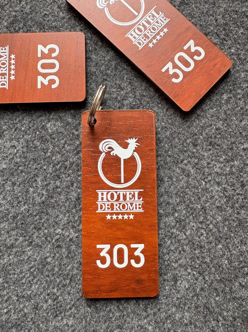 Personalized Hotel Keychain, Custom Guesthouse Key Fob, Keyring With ...