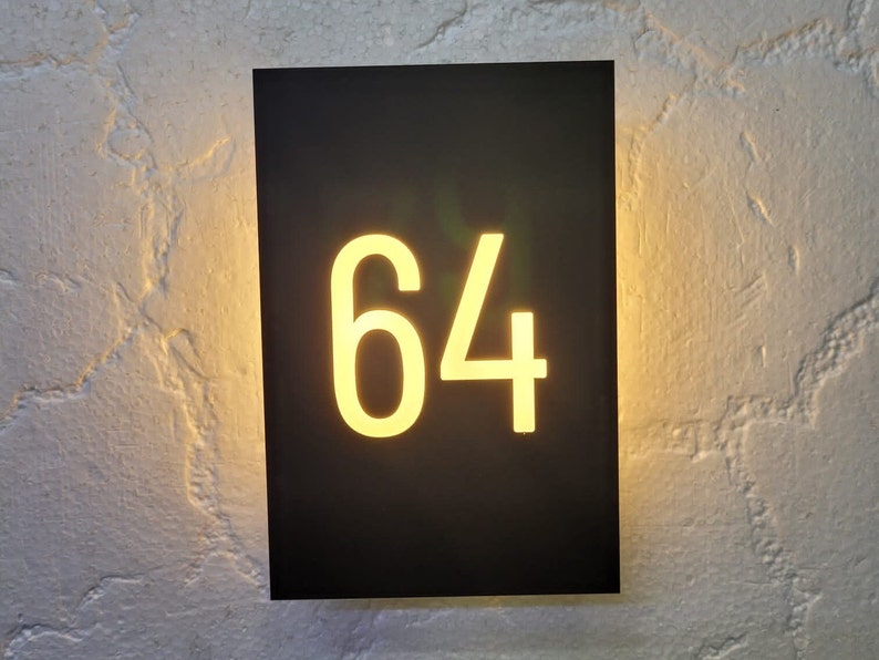 Illuminated House Number Sign, Modern LED Door Numbers, Custom Address ...