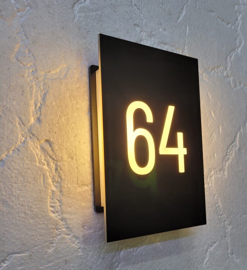 Illuminated House Number Sign, Modern LED Door Numbers, Custom Address ...