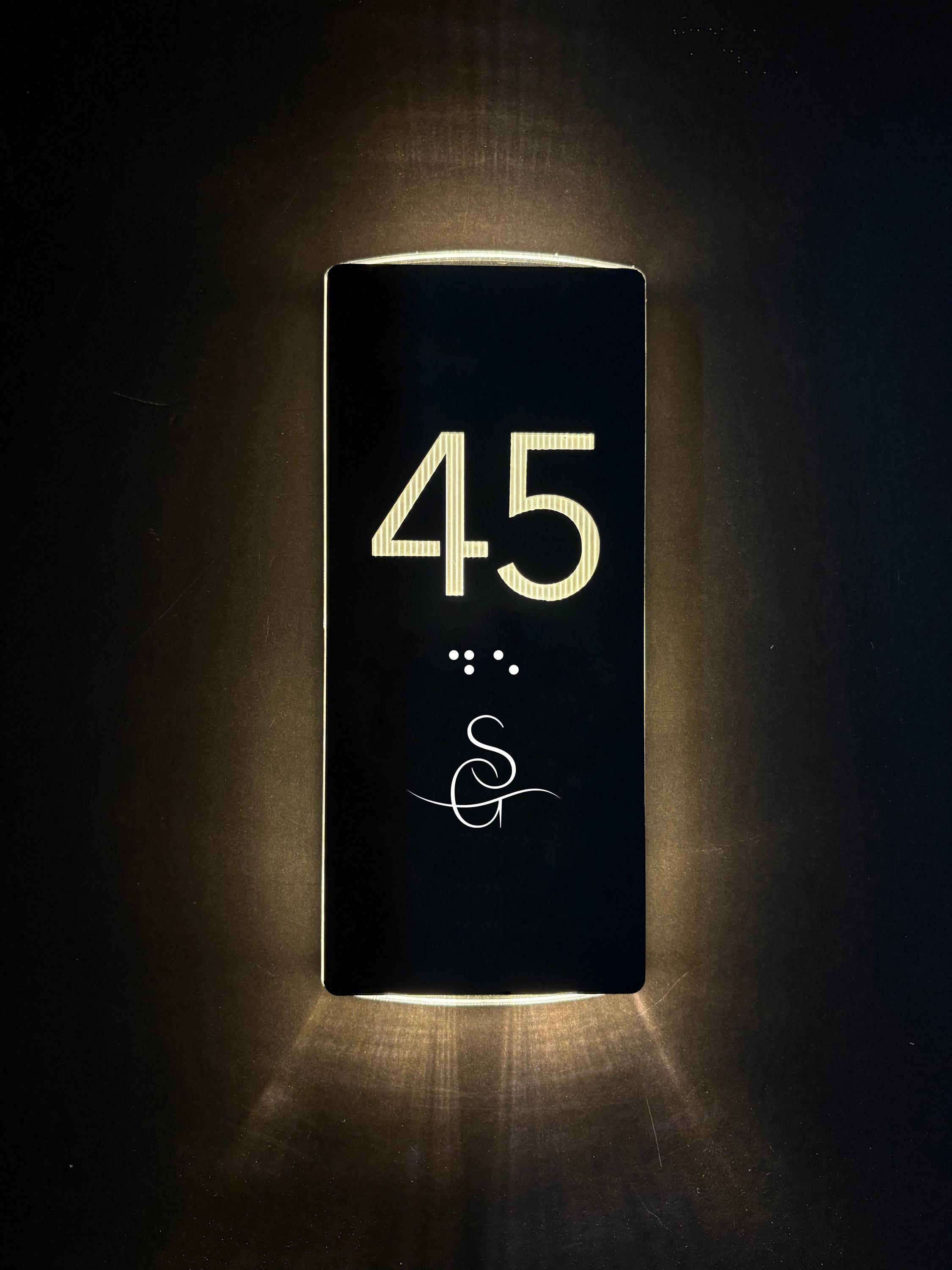 Custom LED Hotel Room Number Sign With Your Logo and ADA Braille ...