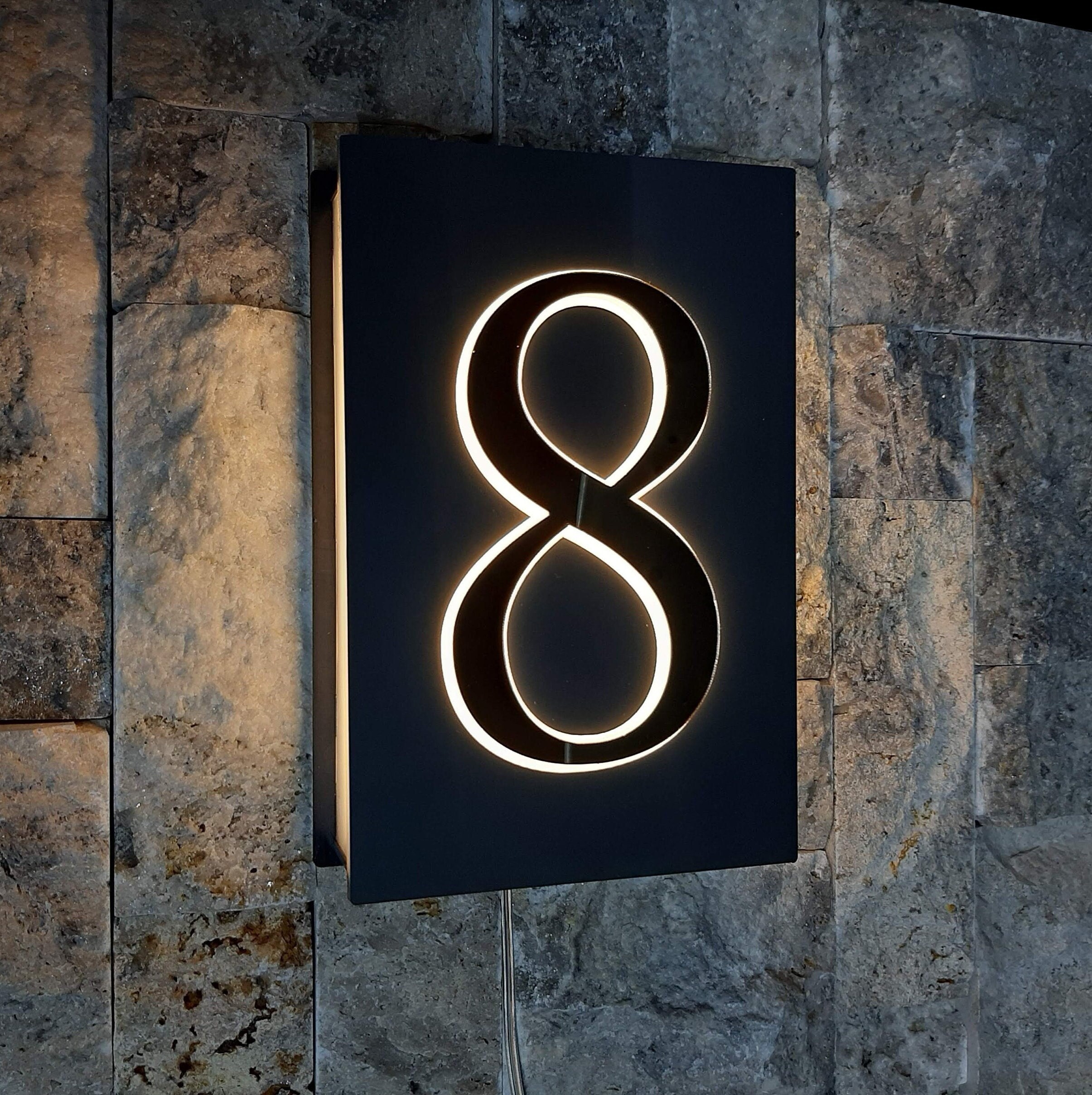 Illuminated House Number Sign, Modern LED Door Numbers, Custom Address ...