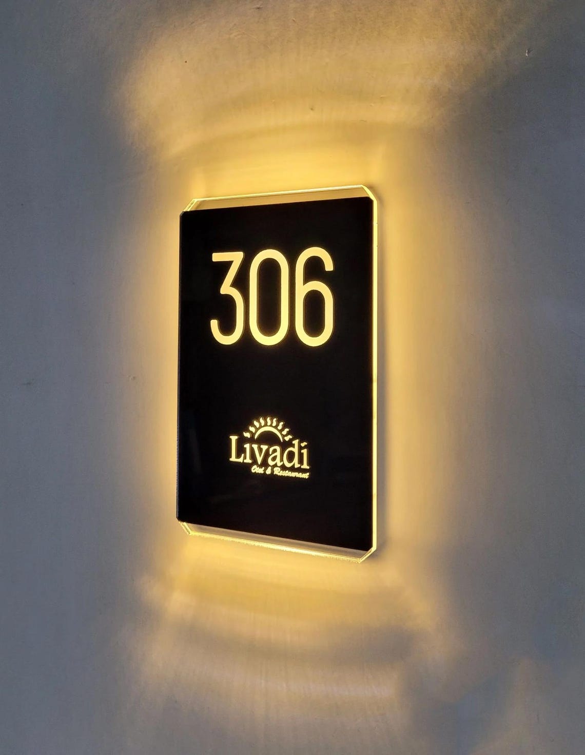Premium LED Hotel Door Sign, Modern Acrylic Room Number Plaque ...