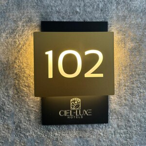 Gold Acrylic Illuminated Hotel Room Sign, Custom LED Modern Door Plaque ...