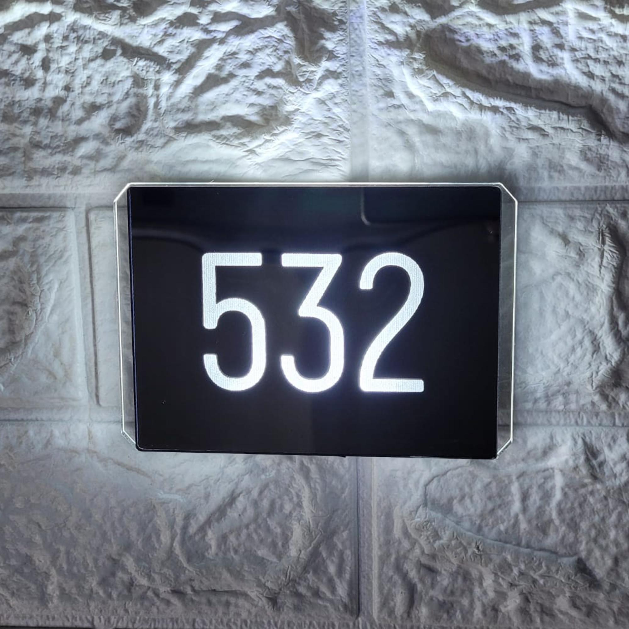 Illuminated House Number Sign, Modern LED Door Numbers, Custom Address ...