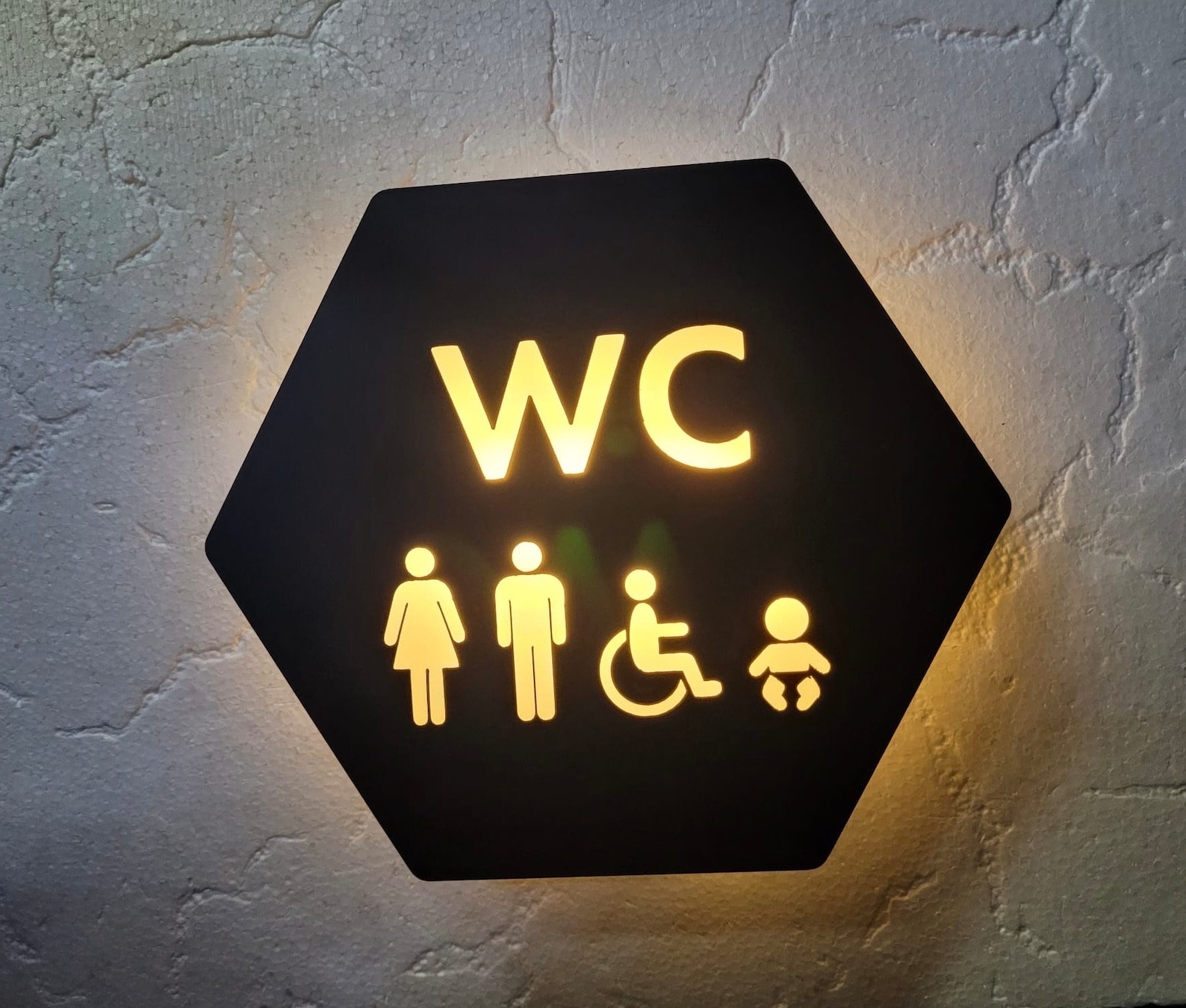 Illuminated Restroom Sign, WC Sign, Toilet Sign, Bathroom Sign, Office ...