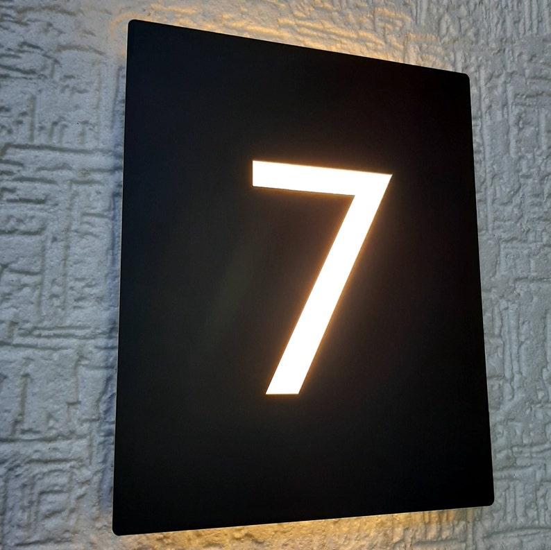 Illuminated House Number Sign, Modern LED Door Numbers, Custom Address ...