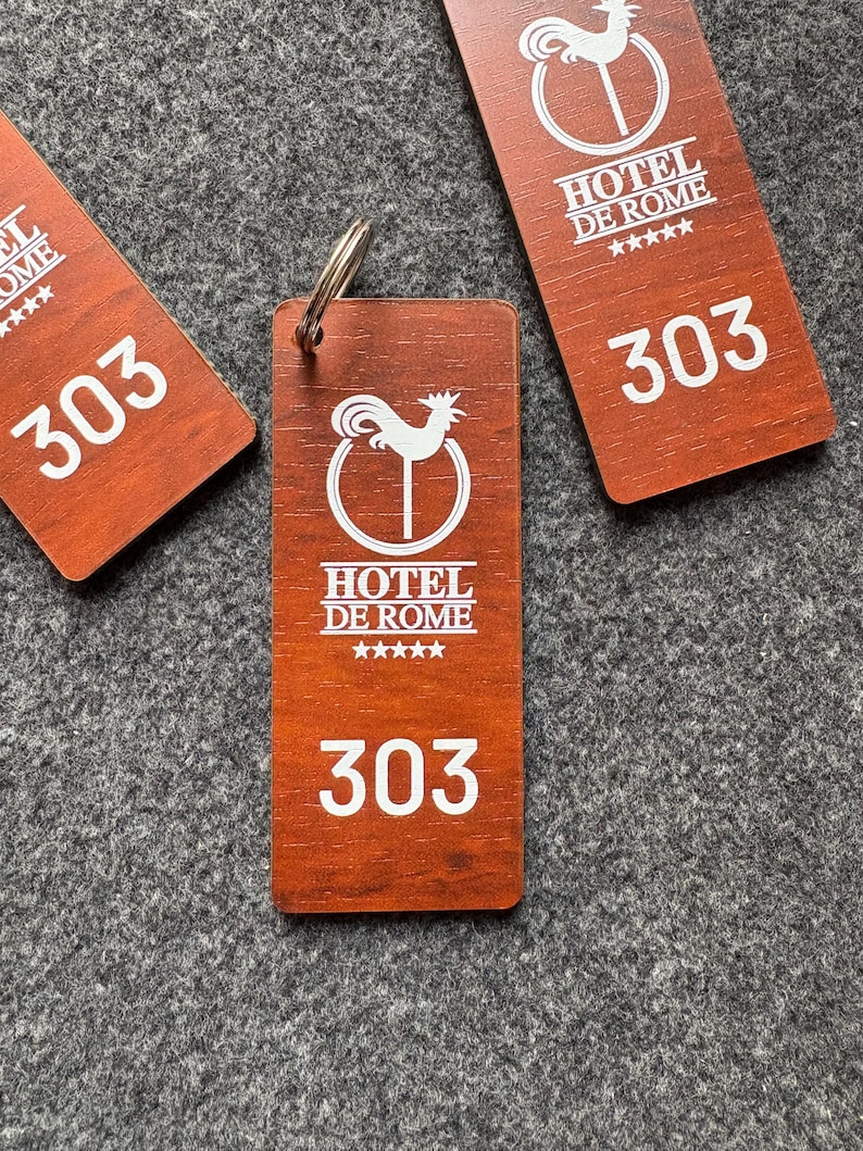 Personalized Hotel Keychain, Custom Guesthouse Key Fob, Keyring With ...