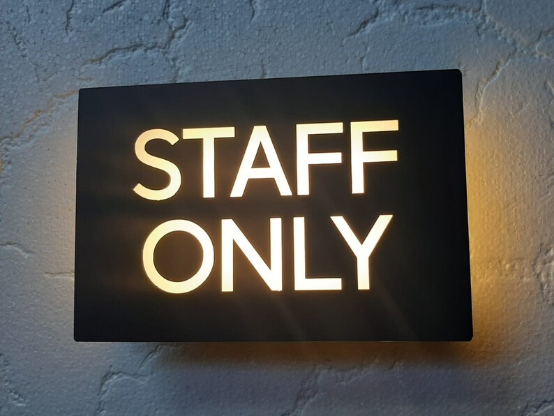 Backlit Staff Only Sign, LED Employees Only Plaque, Personalized ...