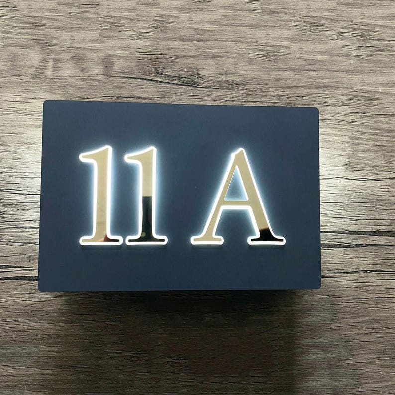 Illuminated House Number Sign, Modern LED Door Numbers, Custom Address ...