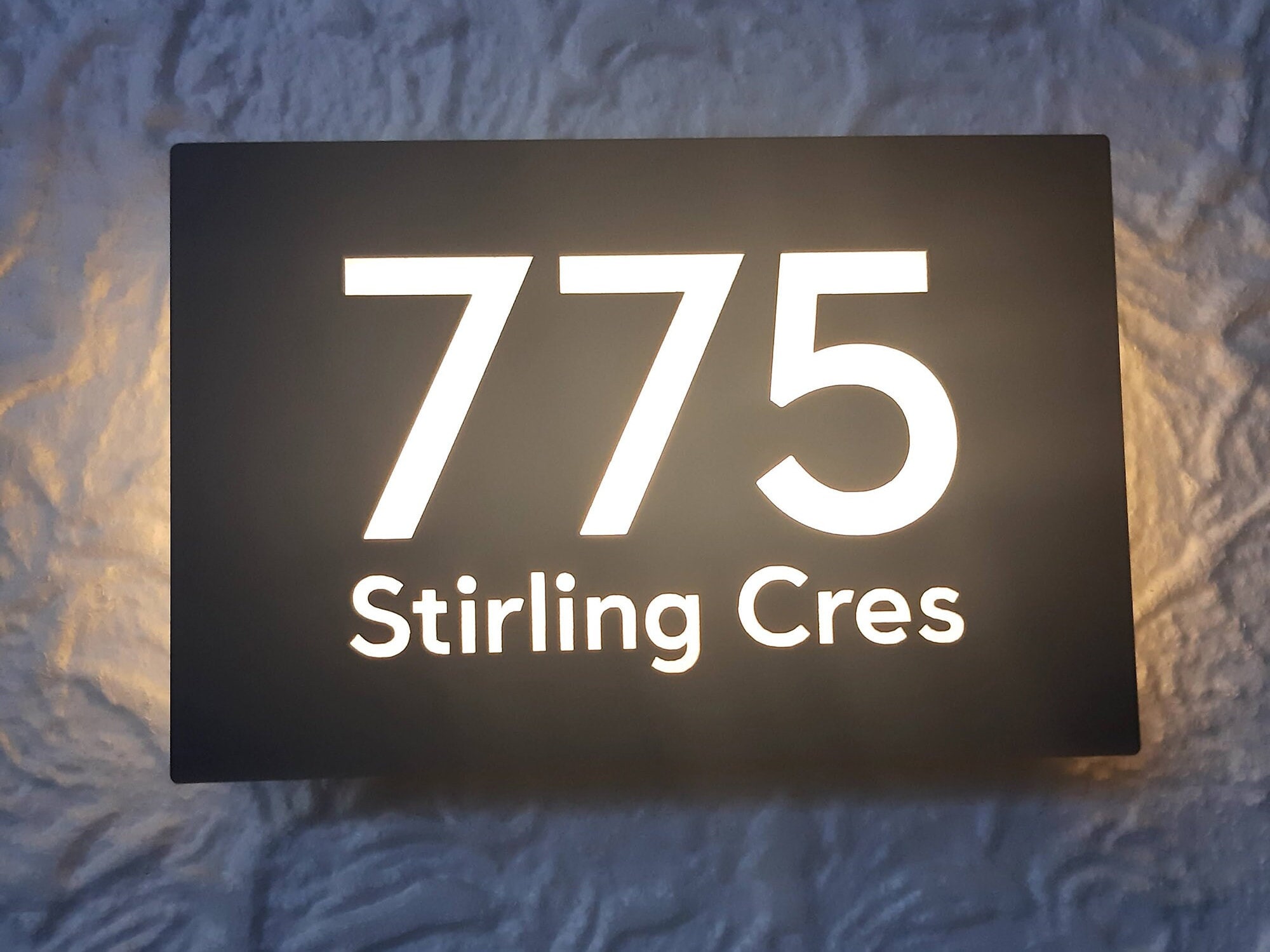 Stylish Floating LED House Number Sign, Modern Black Home Number Sign ...