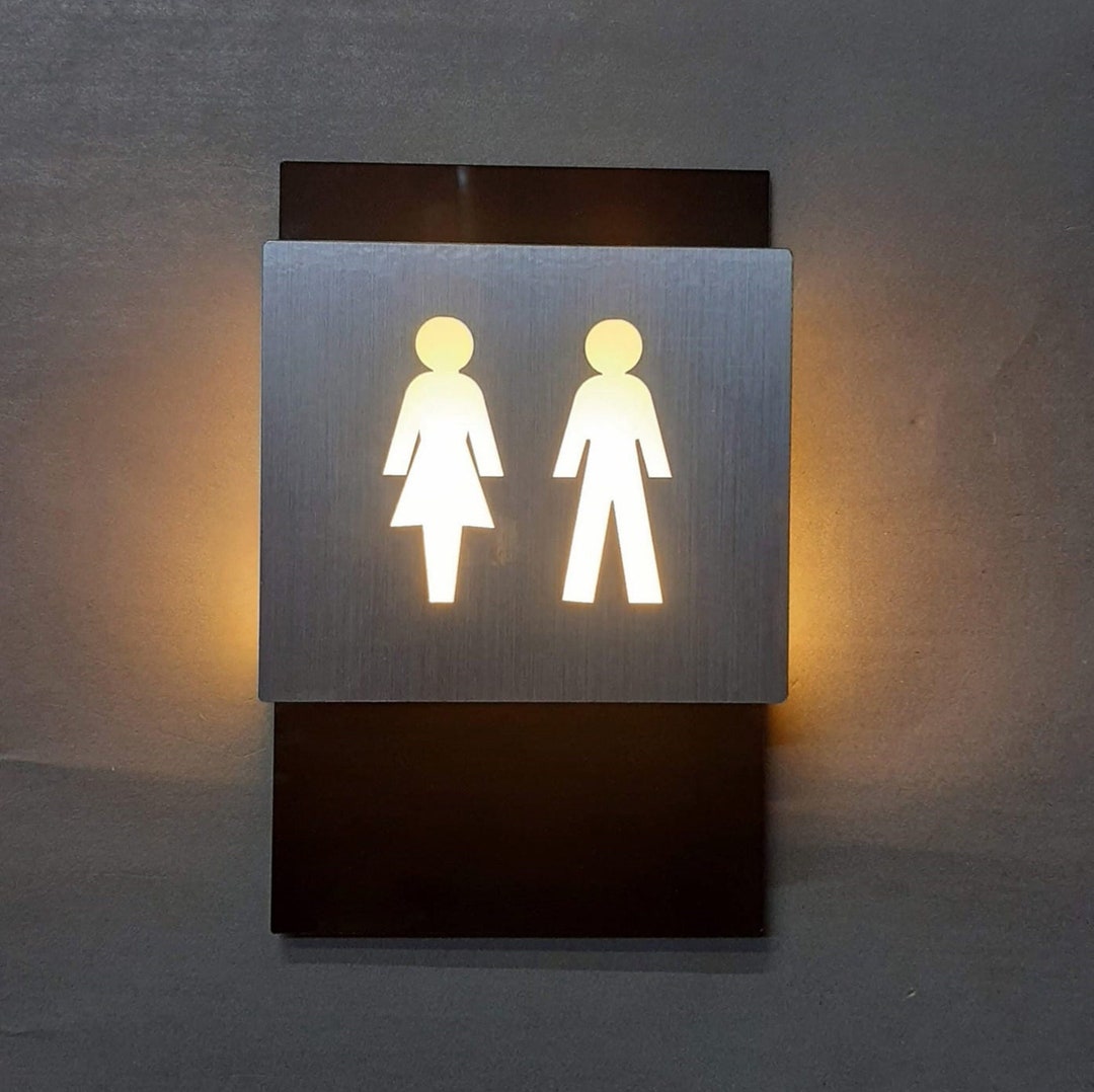 Illuminated Restroom Sign, WC Sign, Toilet Sign, Bathroom Sign, Office ...