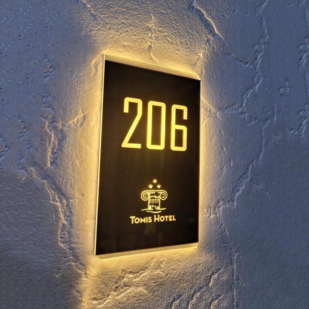 Personalized Room Number Sign, LED Door Sign for Hotel, Custom Hotel ...
