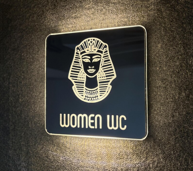 Backlit Restroom Sign, Cleopatra Women WC, Pharaoh Men WC, Illuminated ...