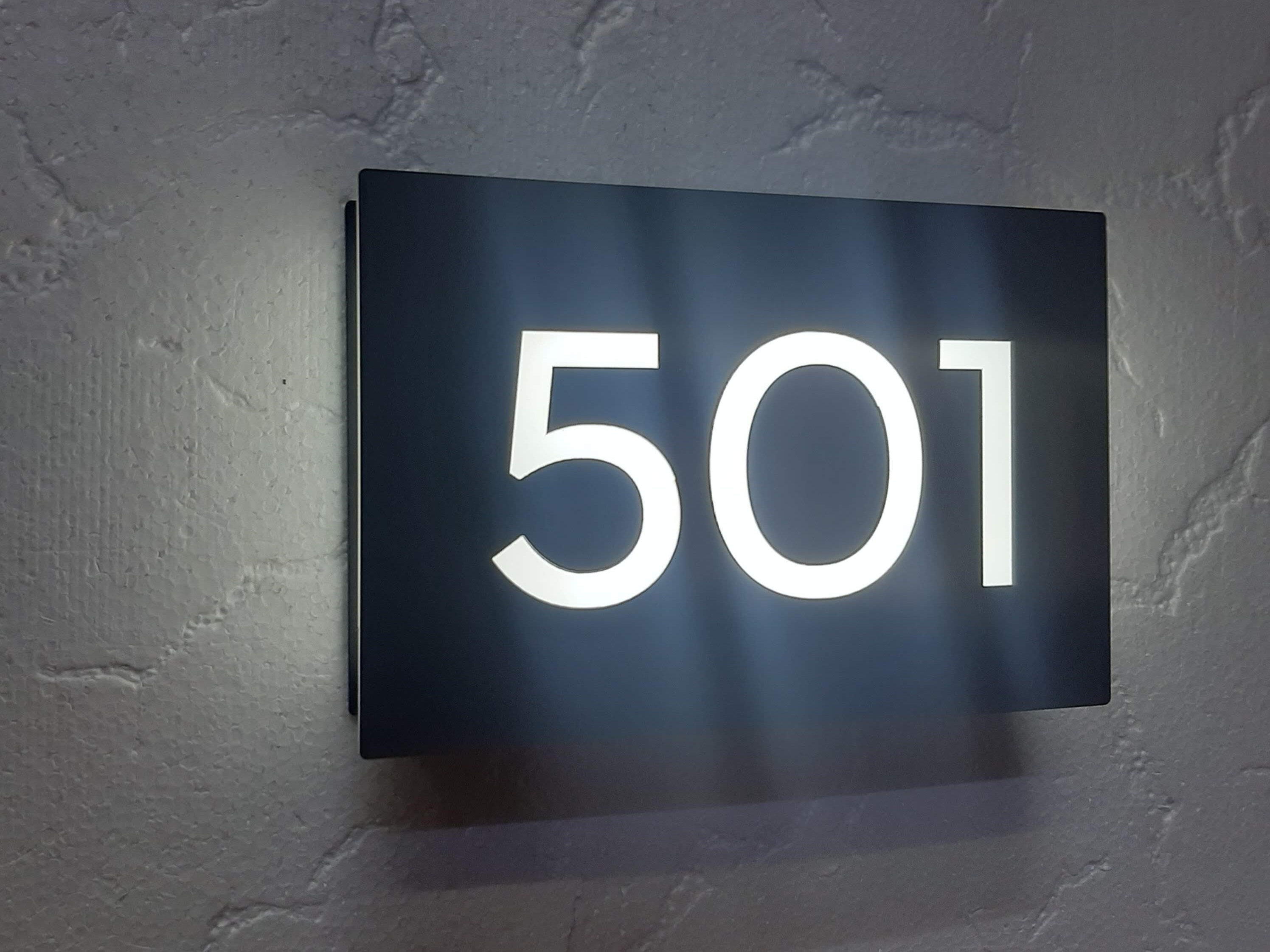Illuminated House Number Sign, Modern LED Door Numbers, Custom Address ...
