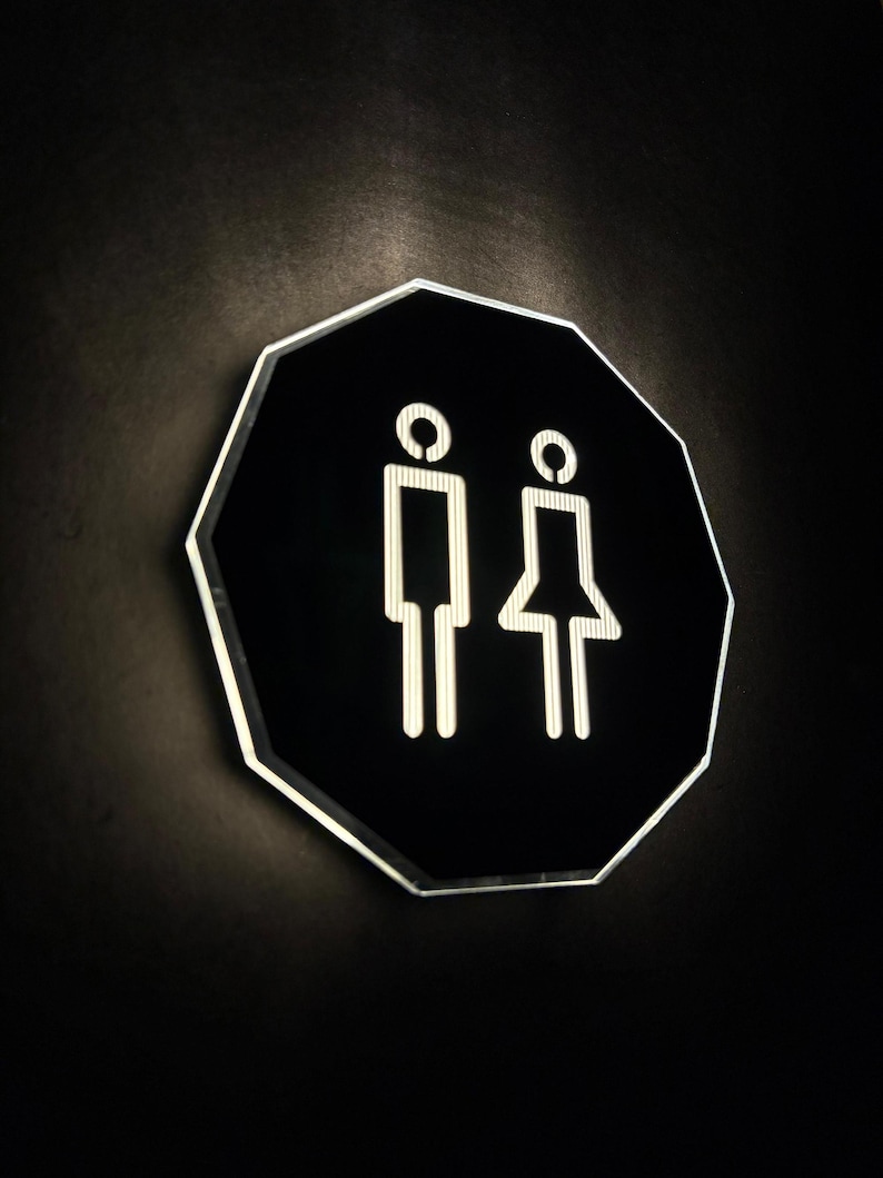 Glow Restroom Sign, LED Unisex Toilet Symbol, Backlit Bathroom Icon ...