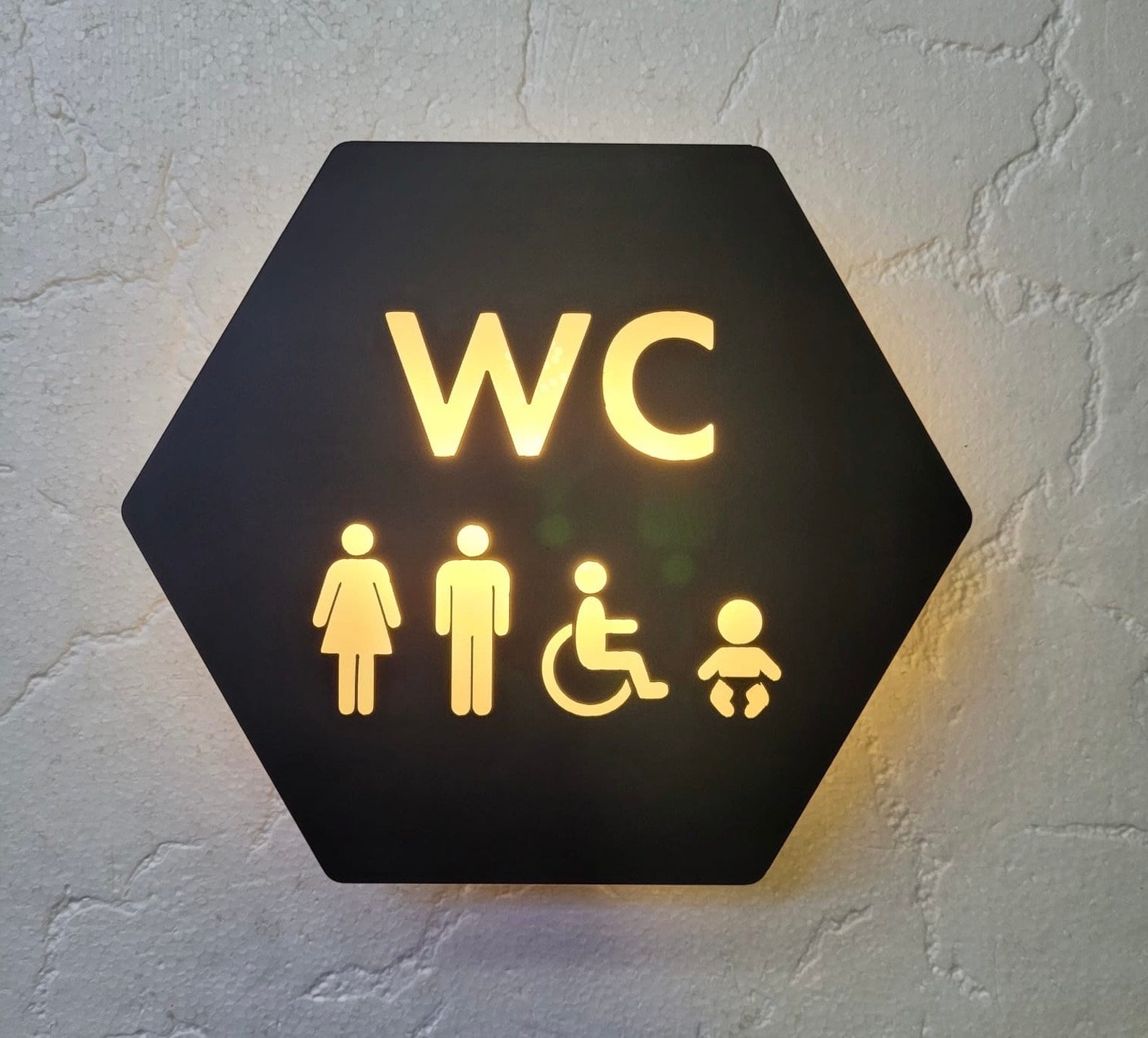 Radiant Restroom Sign, Illuminated Toilet Symbol, Backlit Bathroom ...