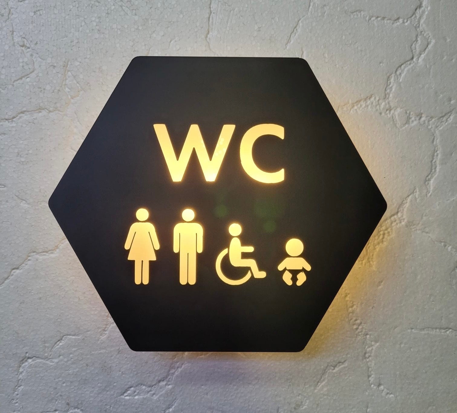 Illuminated Restroom Sign, WC Sign, Toilet Sign, Bathroom Sign, Office ...
