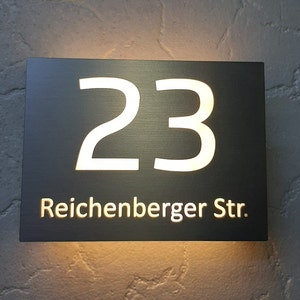 Custom Silver Address Number Sign, Modern Home Number Sign, Acrylic LED ...