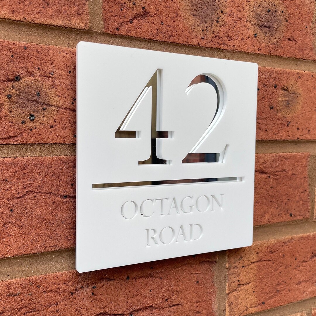 Modern House Number Plaque, Personalized Address Sign, Acrylic Outdoor ...