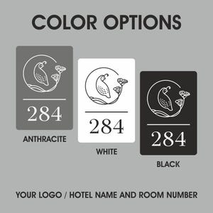 Modern Room Number Sign, Custom Hotel Door Plaque, Personalized Logo ...