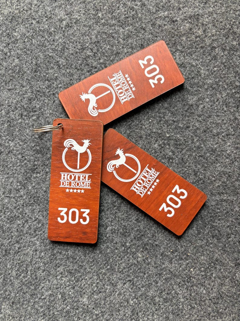 Personalized Hotel Keychain, Custom Guesthouse Key Fob, Keyring With ...