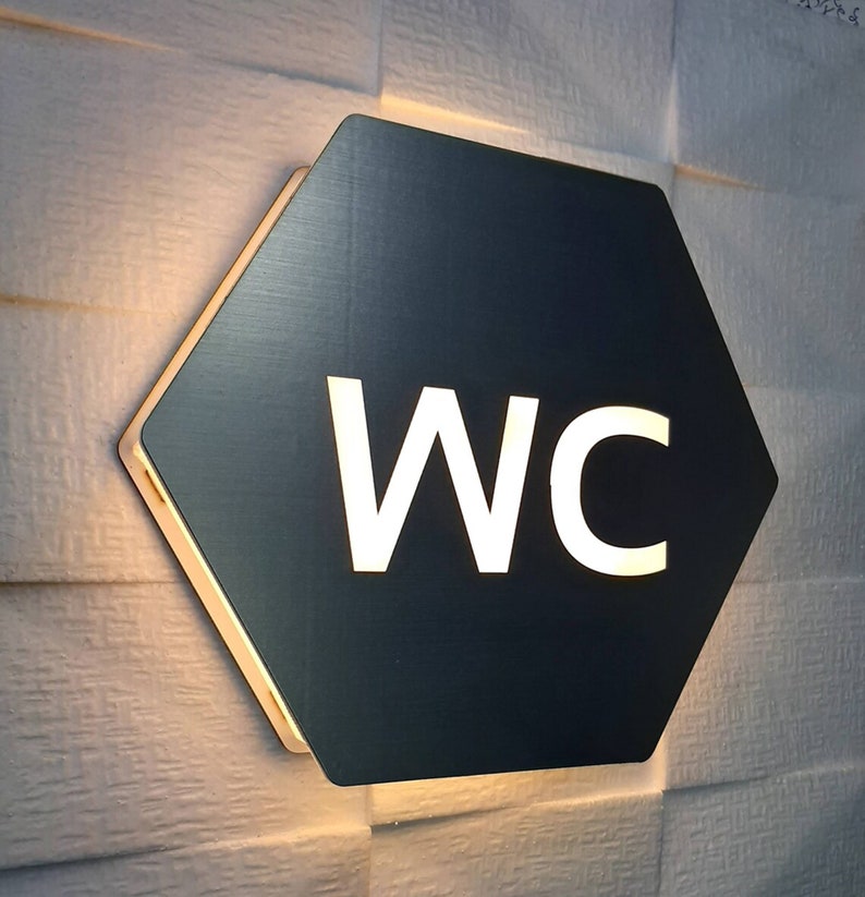 Light Box WC Sign, Illuminated WC Sign, LED Sign, Directional Sign ...