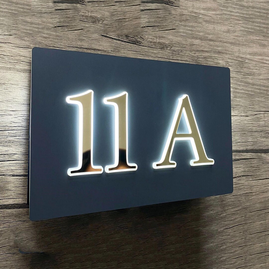 Illuminated House Number Sign, Modern LED Door Numbers, Custom Address ...