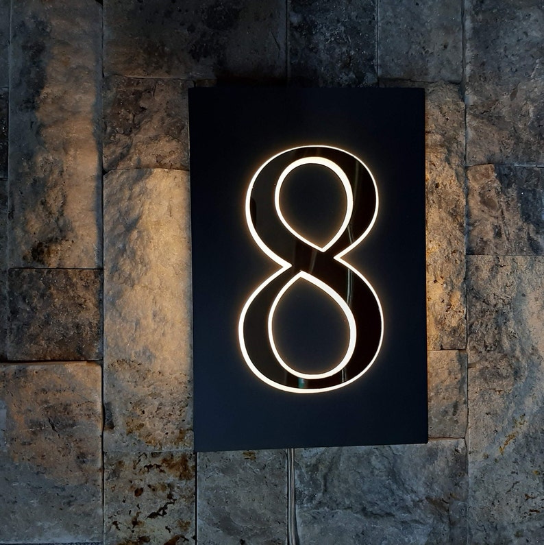 Illuminated House Number Sign, Modern LED Door Numbers, Custom Address ...