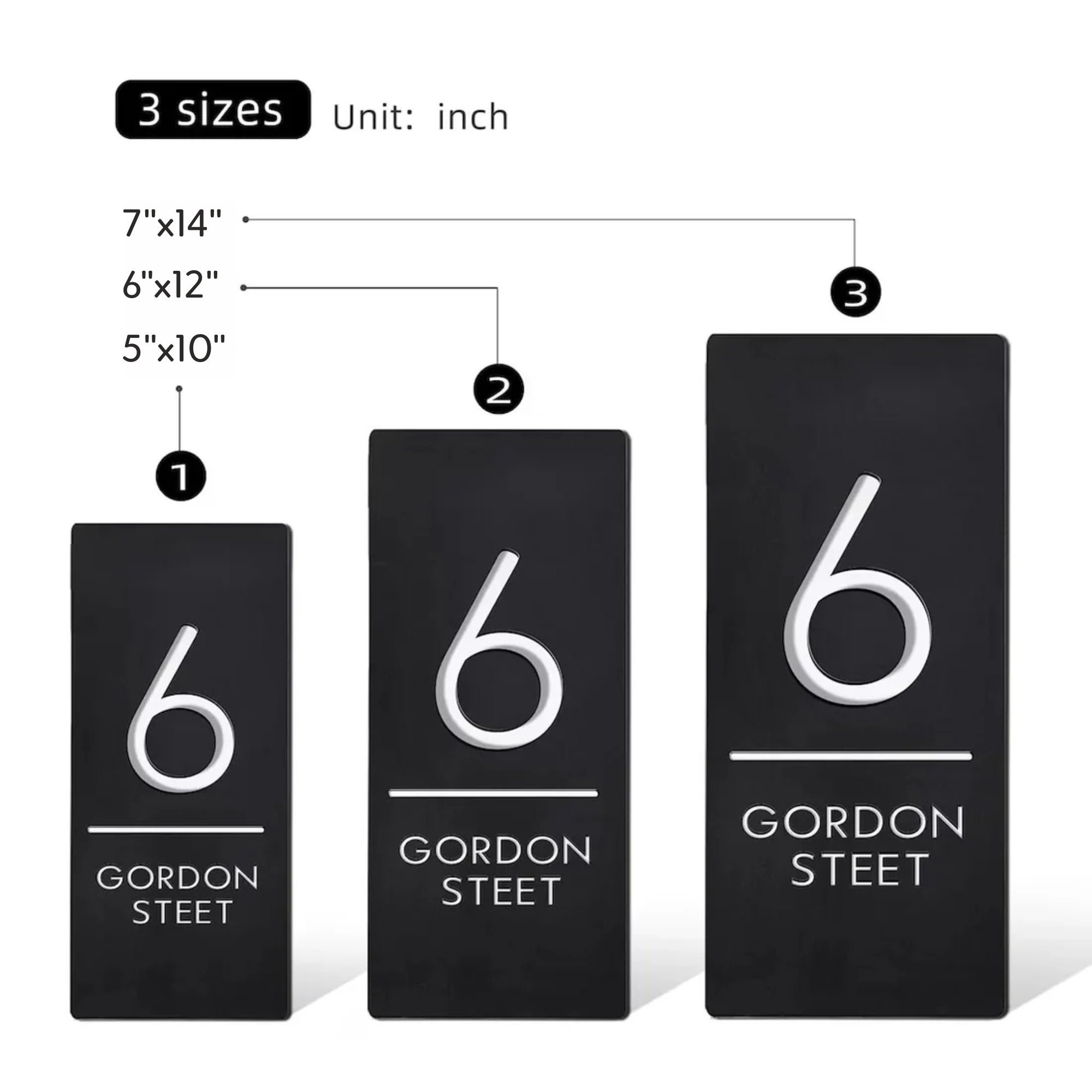 Vertical House Number Sign, Custom Address Sign, Modern Black Door ...
