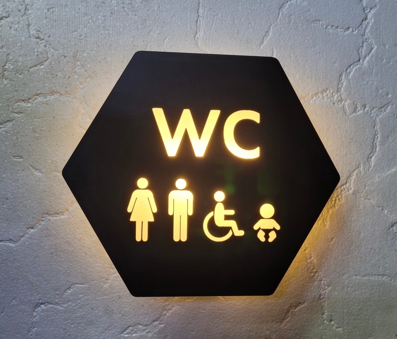 Illuminated Restroom Sign, WC Sign, Toilet Sign, Bathroom Sign, Office ...
