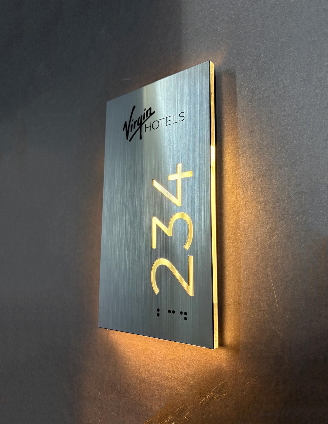 Illuminated Hotel Room Number With ADA Braille and Your Logo, LED ...