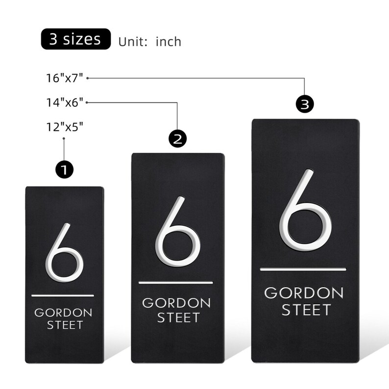 Vertical House Number Sign, Custom Address Sign, Modern Black Door ...