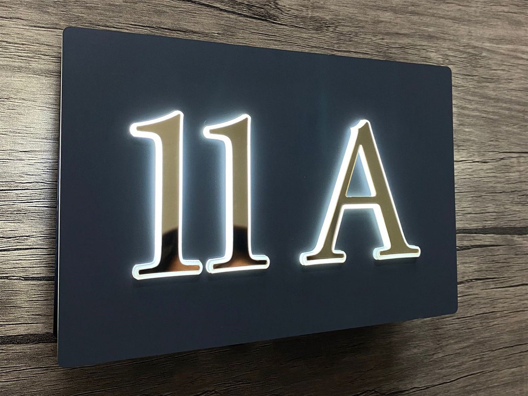 Illuminated House Number Sign, Modern LED Door Numbers, Custom Address ...