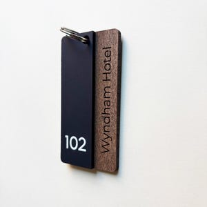 Wooden Hotel Keychain, Engraved Hotel Name and Room Number ...
