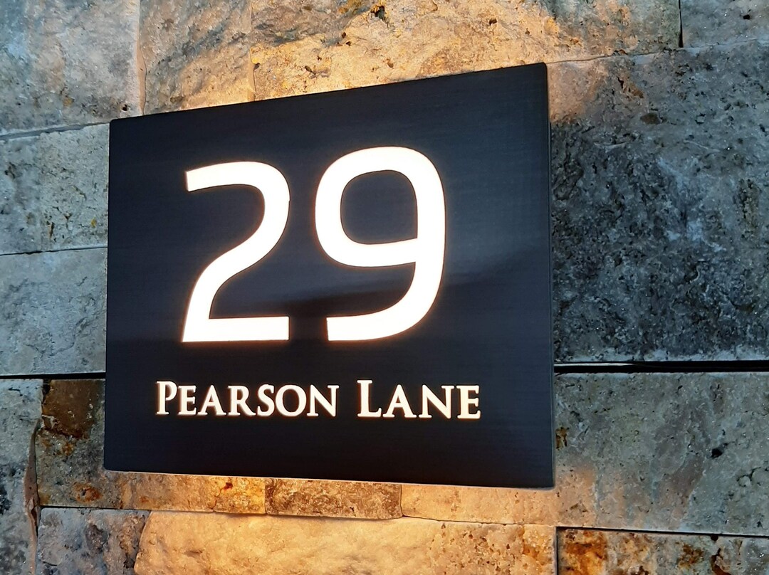 Custom House Number Sign, Modern LED House Sign, Handmade Address Sign ...