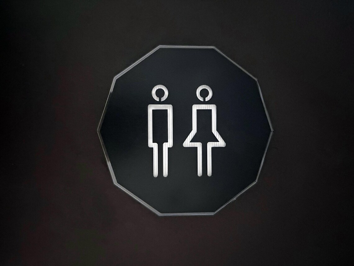 Glow Restroom Sign, LED Unisex Toilet Symbol, Backlit Bathroom Icon ...