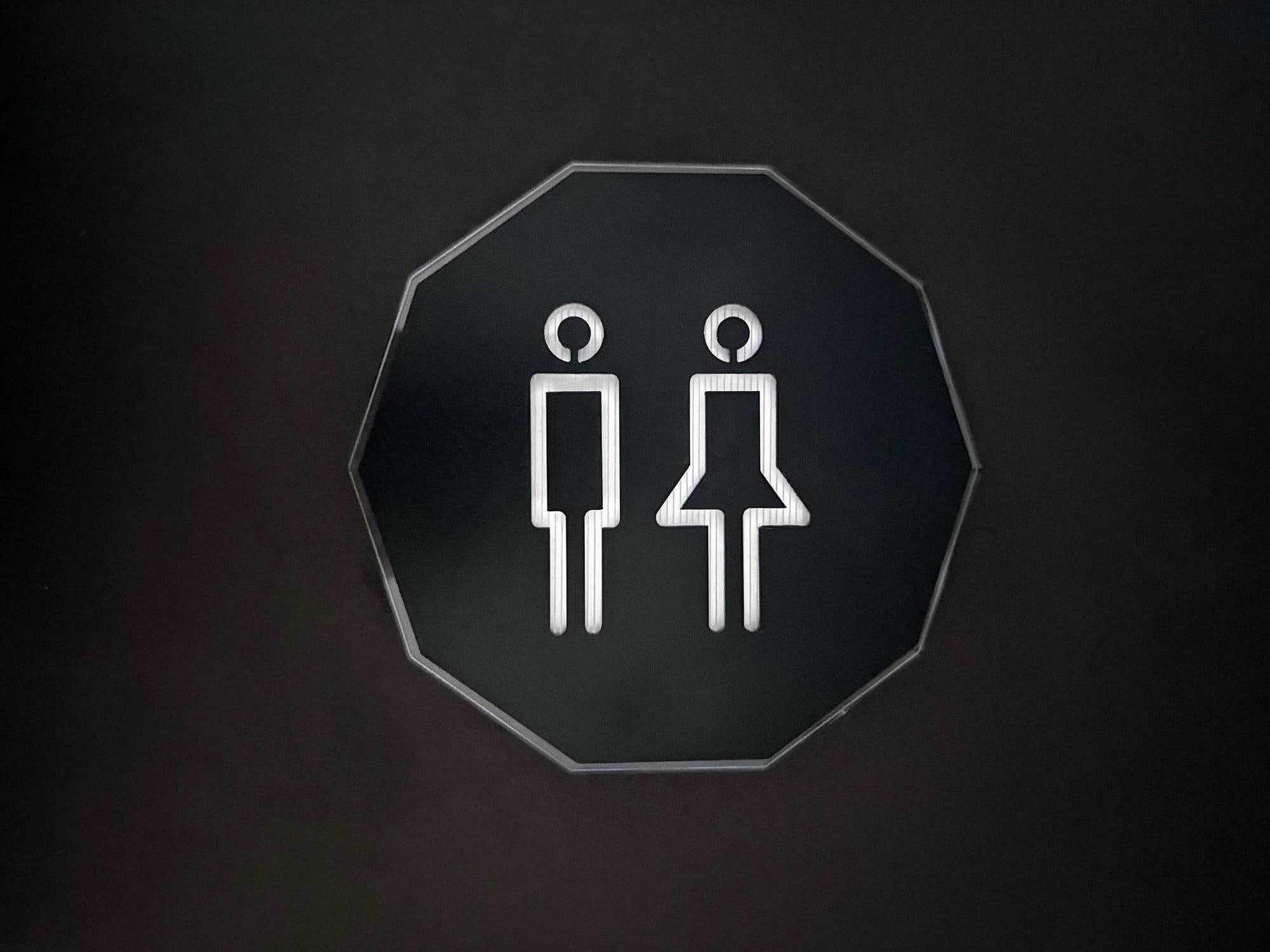 Glow Restroom Sign, LED Unisex Toilet Symbol, Backlit Bathroom Icon ...