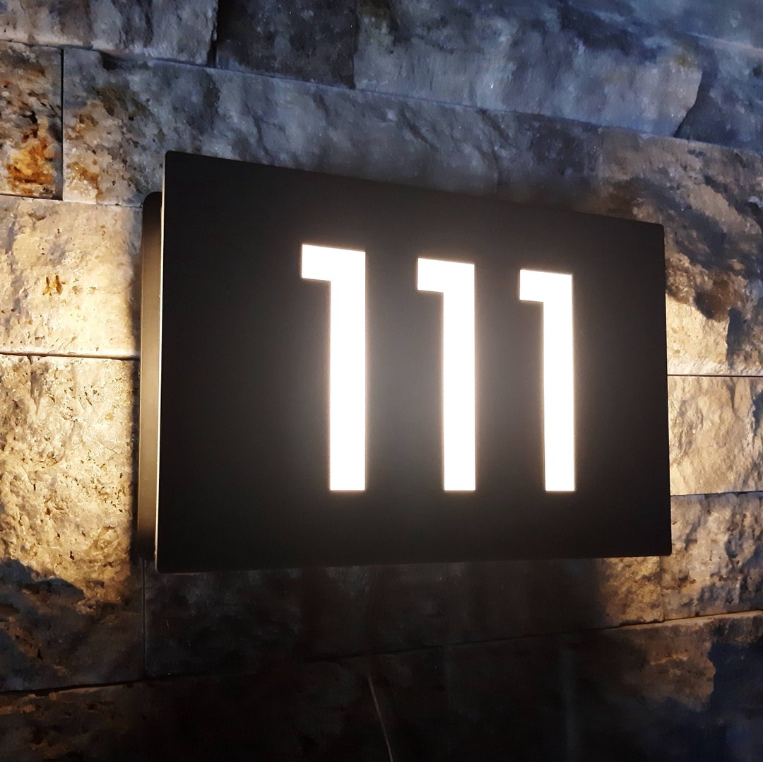 Illuminated House Number Sign, Modern LED Door Numbers, Custom Address ...