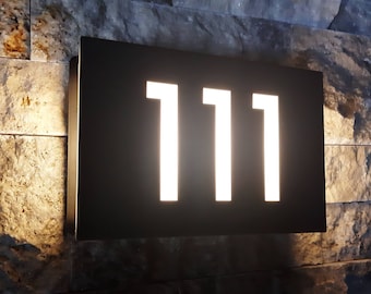 Illuminated House Number Sign, Modern LED Door Numbers, Custom Address ...