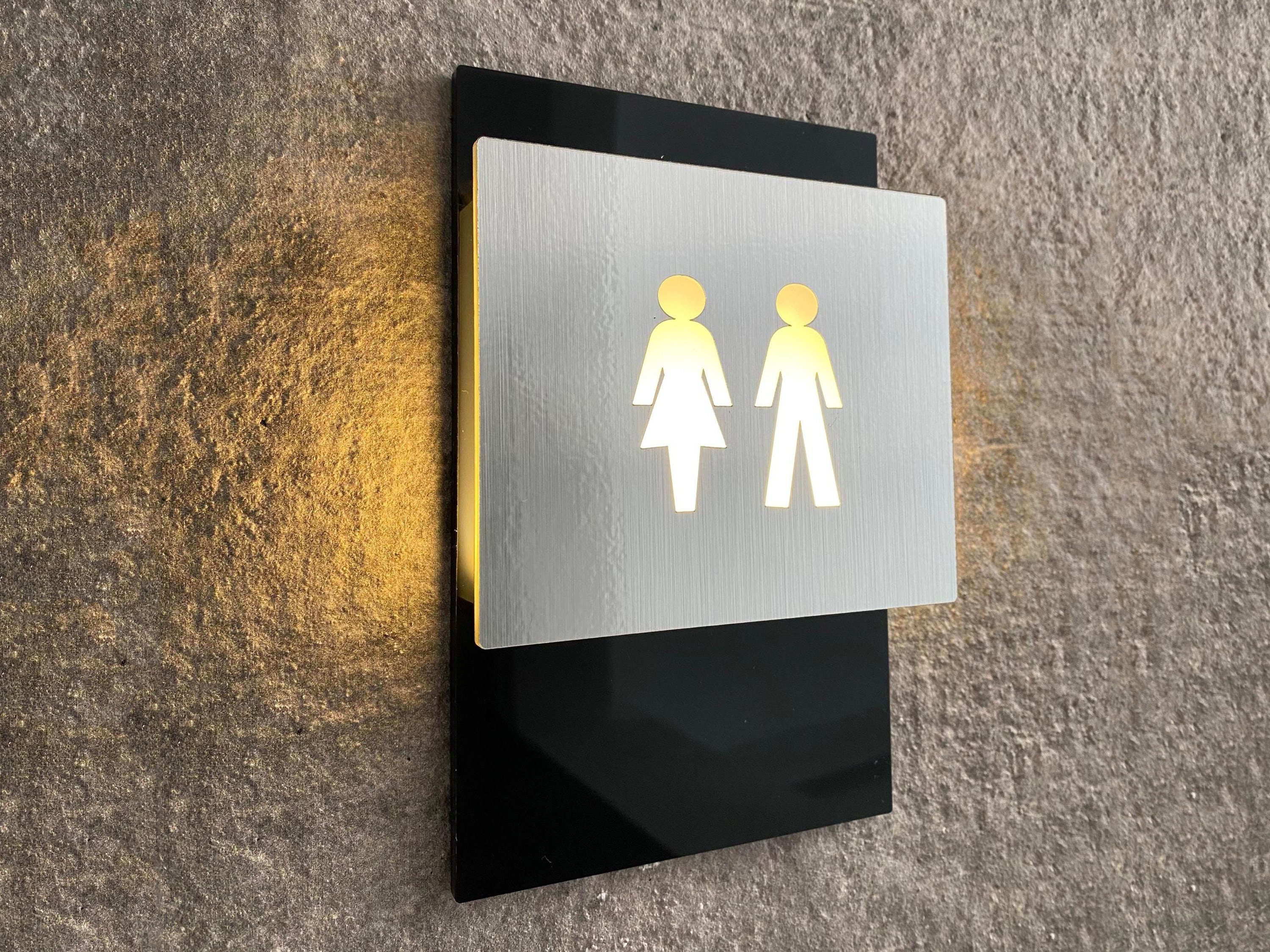 Luminous Restroom Sign, Lighted Toilet Icon, Backlit Bathroom Decor ...