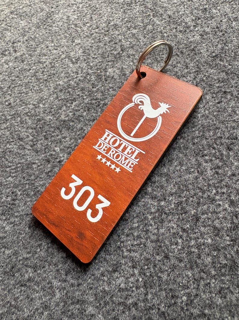 Personalized Hotel Keychain, Custom Guesthouse Key Fob, Keyring With ...