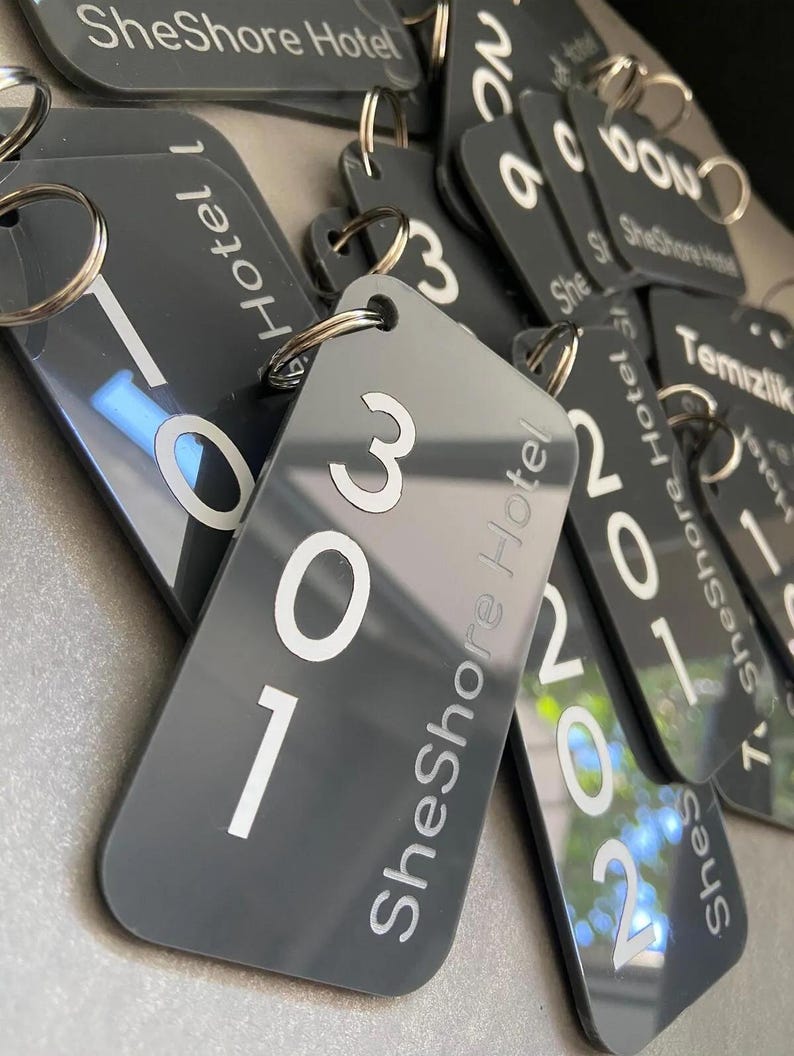 Custom Guesthouse Key Holder, Personalized Hotel Key Fob, Keychain With ...