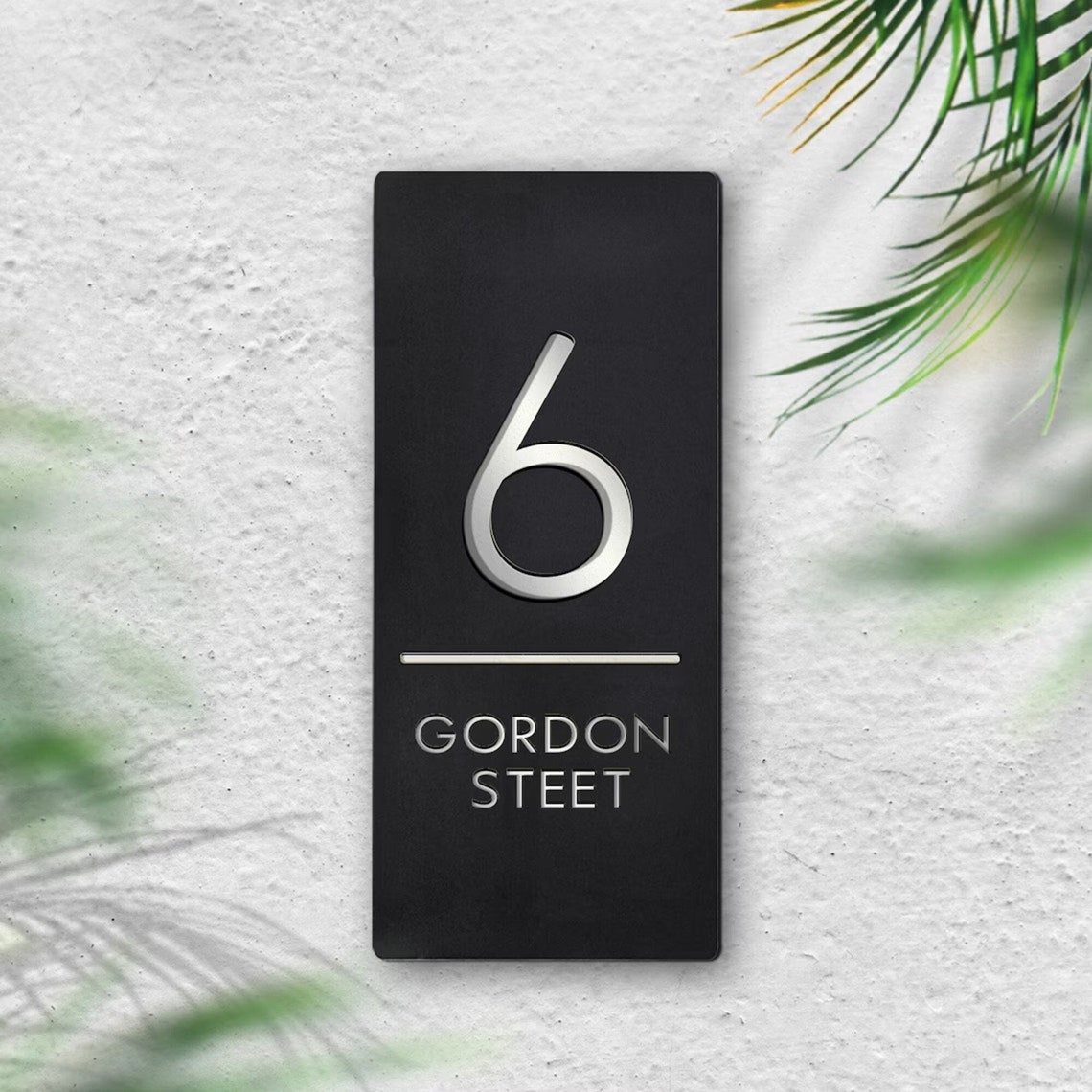 Vertical House Number Sign, Custom Address Sign, Modern Black Door ...