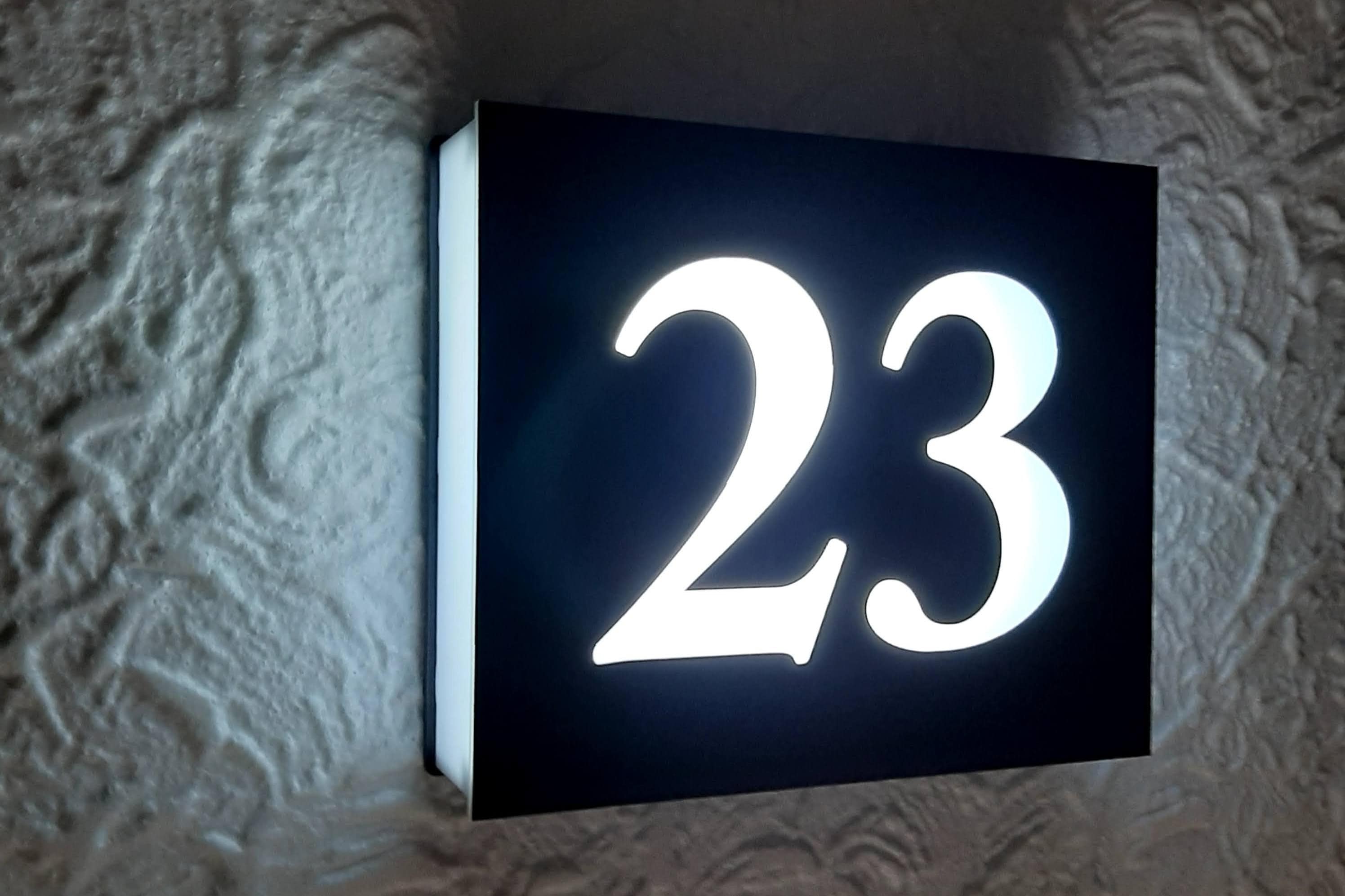 Illuminated House Number Sign, Modern LED Door Numbers, Custom Address ...