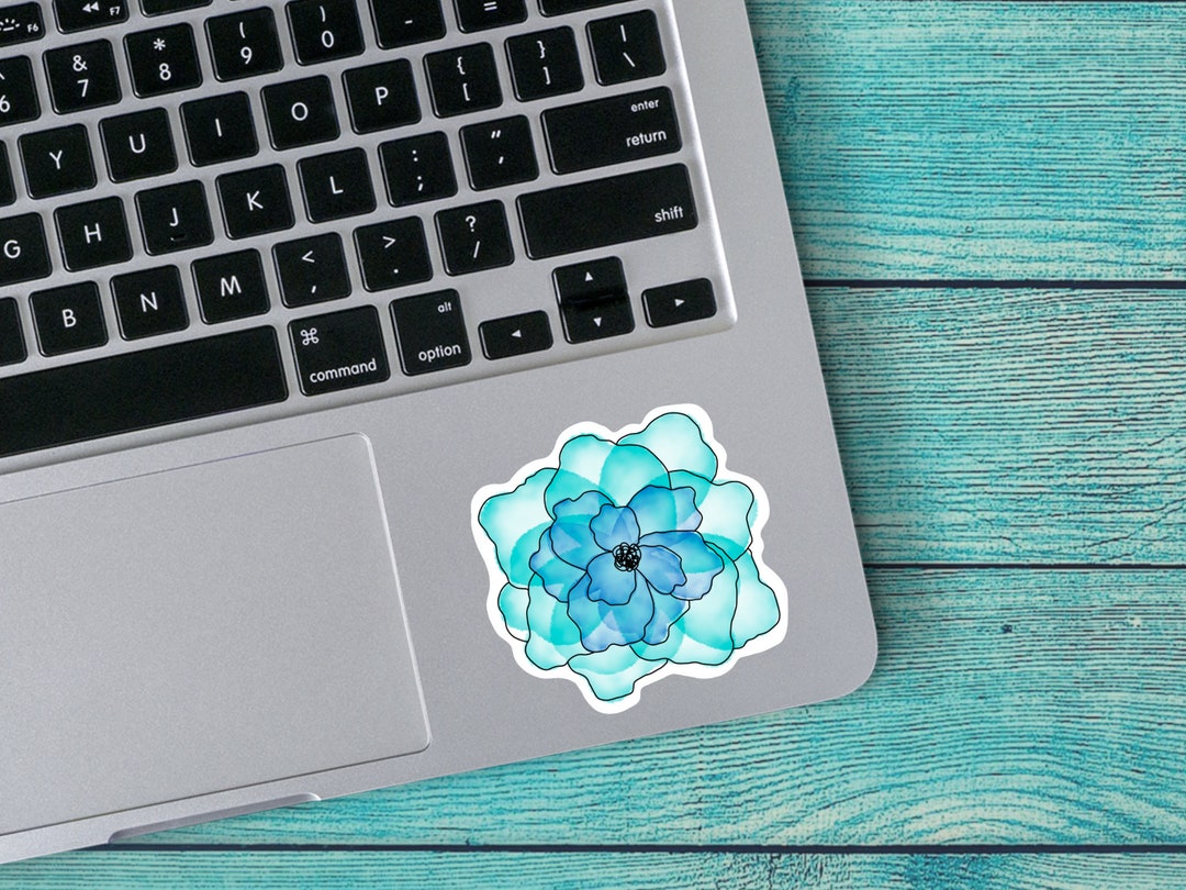 Bright Blue Watercolor Flower Sticker. Flowy Flower Decal. Garden ...