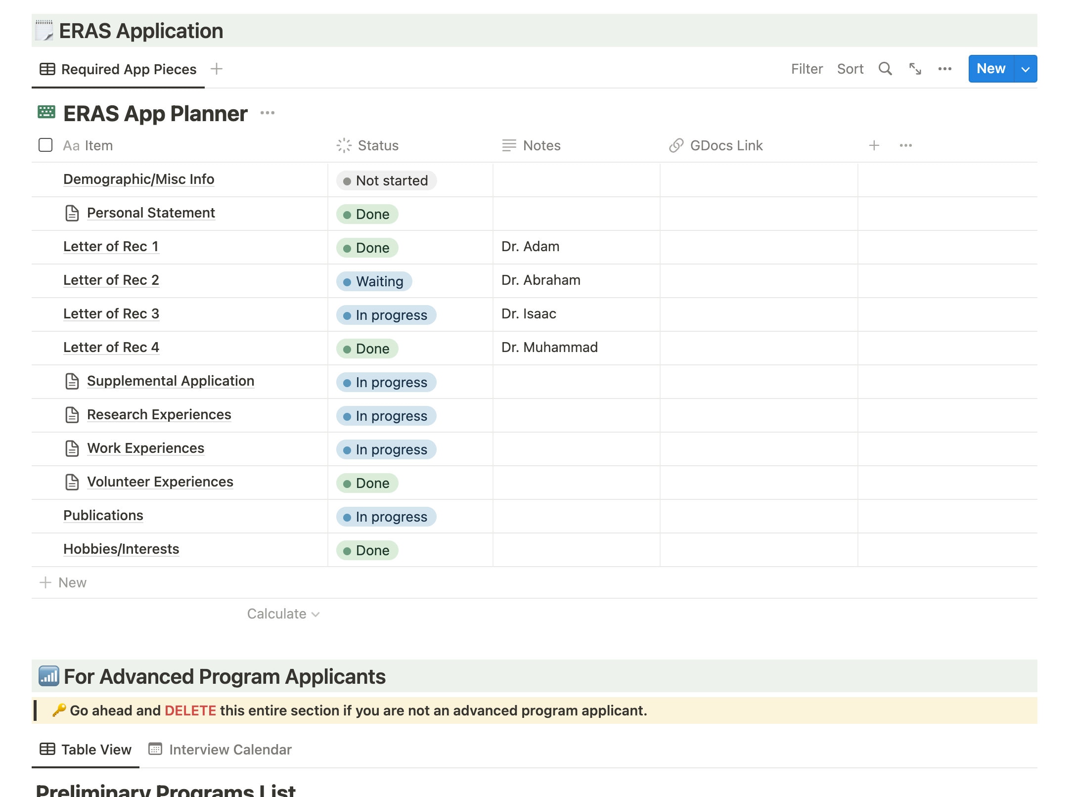 Residency Application Dashboard (notion Template for Medical Students ...