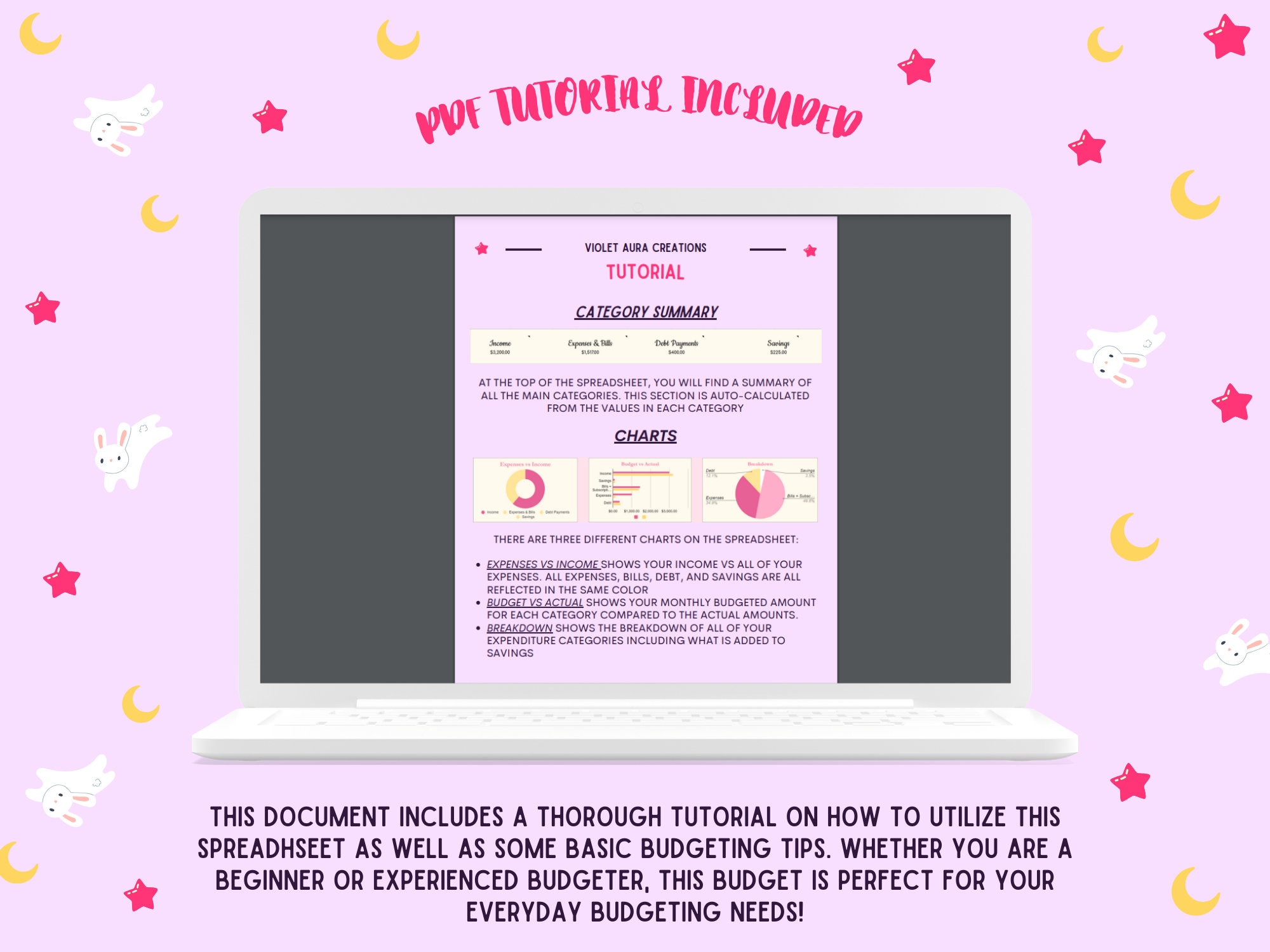 Magical Girl Budgeting Spreadsheet Template - for Desktop - Etsy
