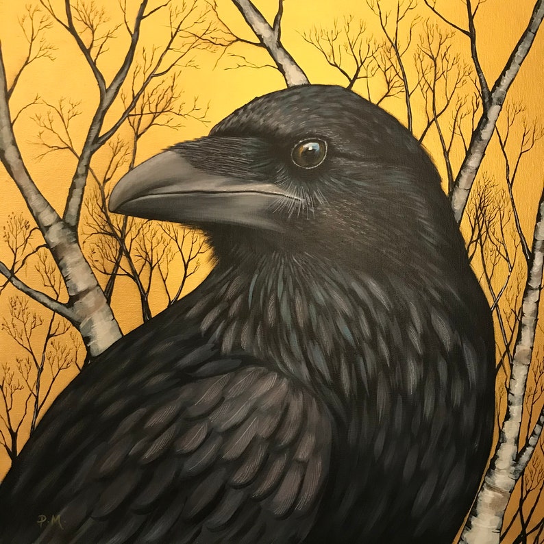 Gold Sky Crow. - Etsy